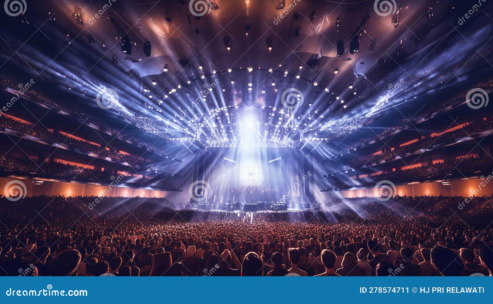 A Crowded Concert Hall with Scene Stage Lights. Generative Ai Stock ...