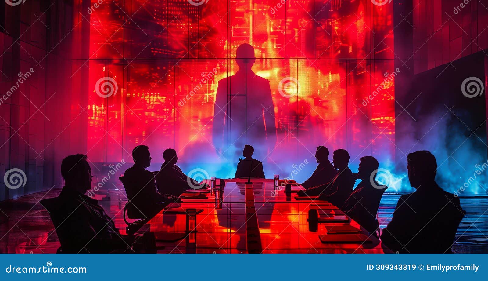 Crowded Conference Room, CEO Delivers Message on Large Display, Forward ...