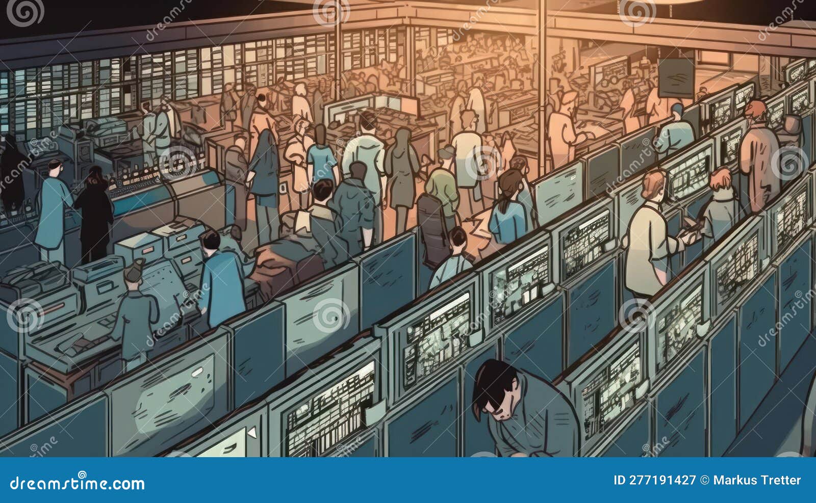 A Crowded Data Center Buzzing with Activity Created with Generative AI ...