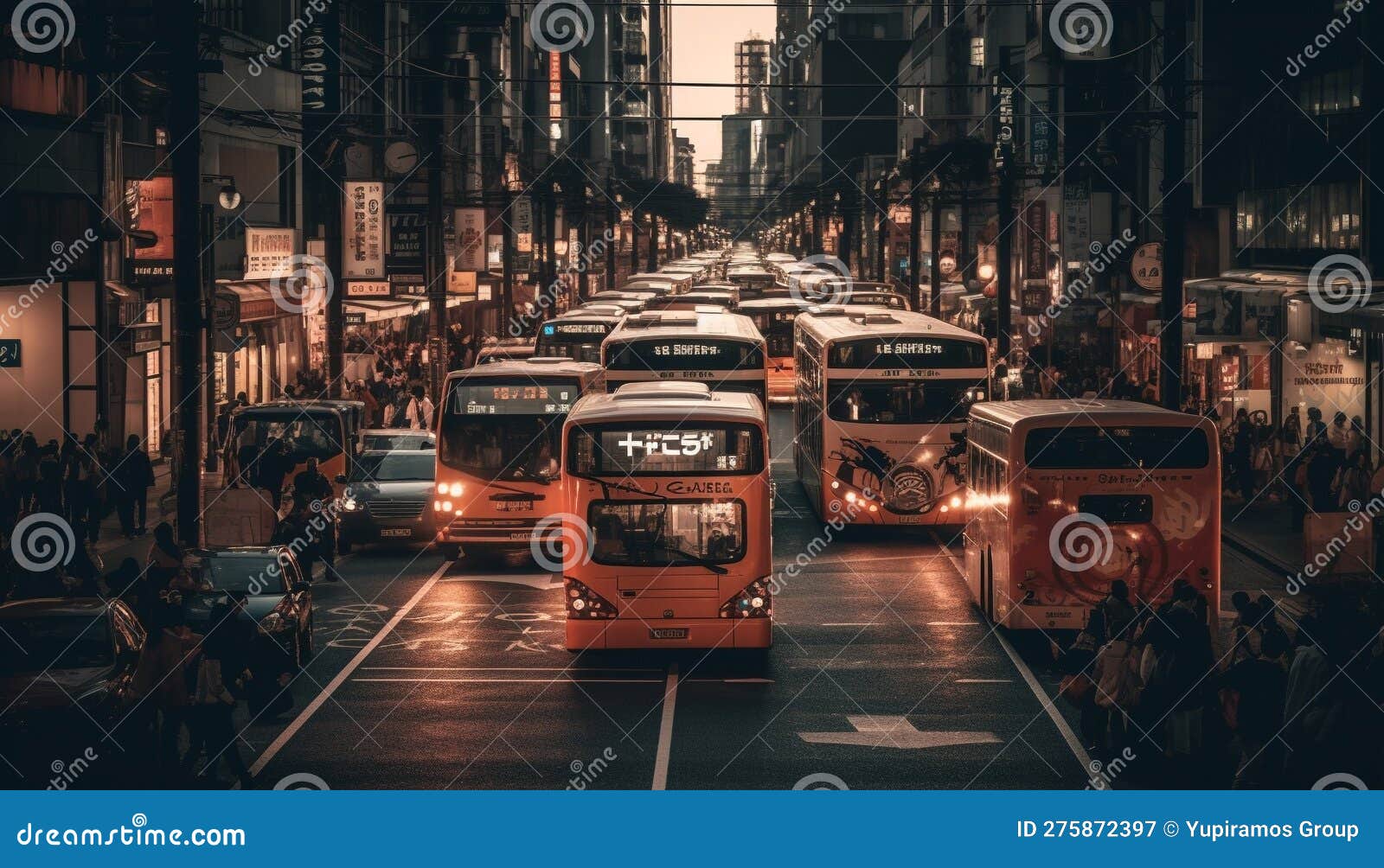 Crowded Double Decker Bus Speeds through City Traffic Generated by AI ...