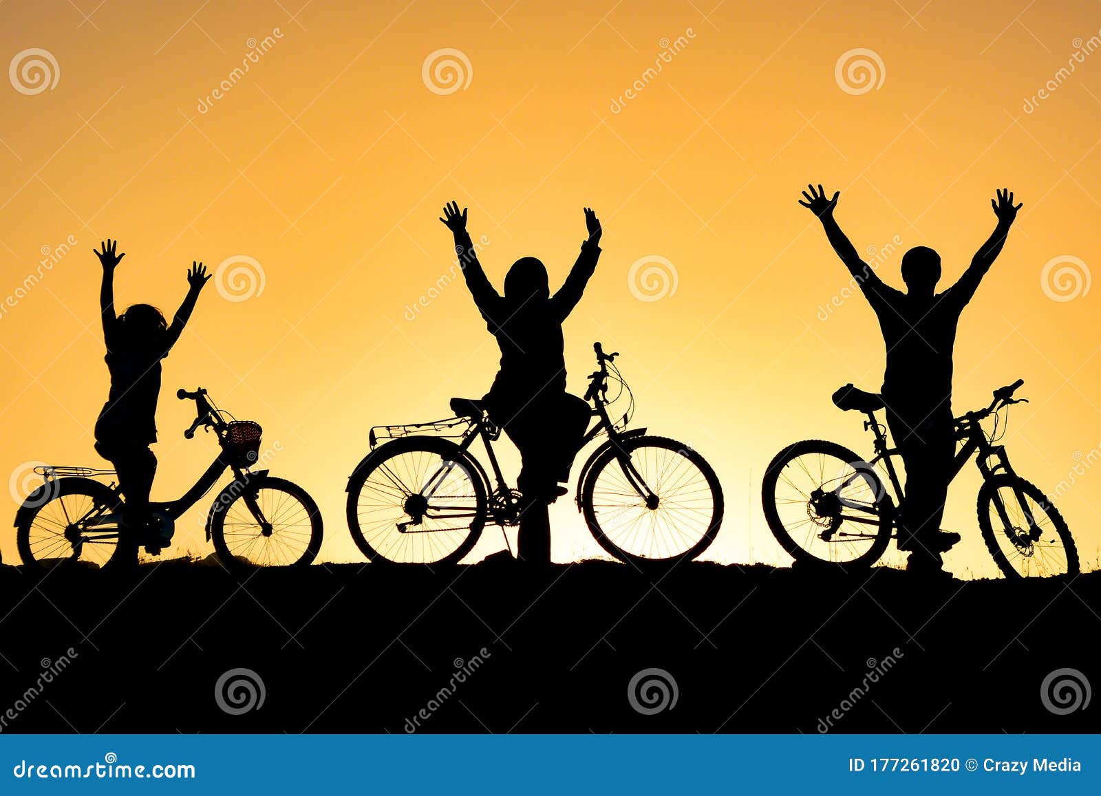Crowded Family Group and Cycling Trip Stock Photo - Image of pedals ...