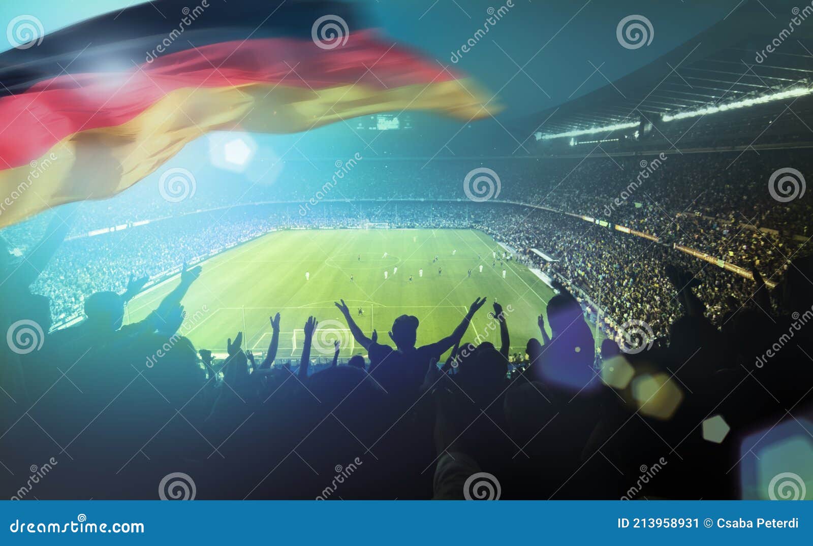Crowded Football Stadium with German Flag Stock Image - Image of ...