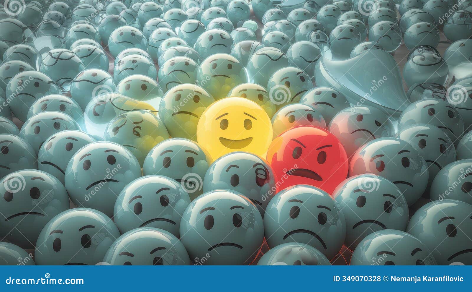 Crowded Frame of Diverse Emoji Faces in Bright Colors Stock ...