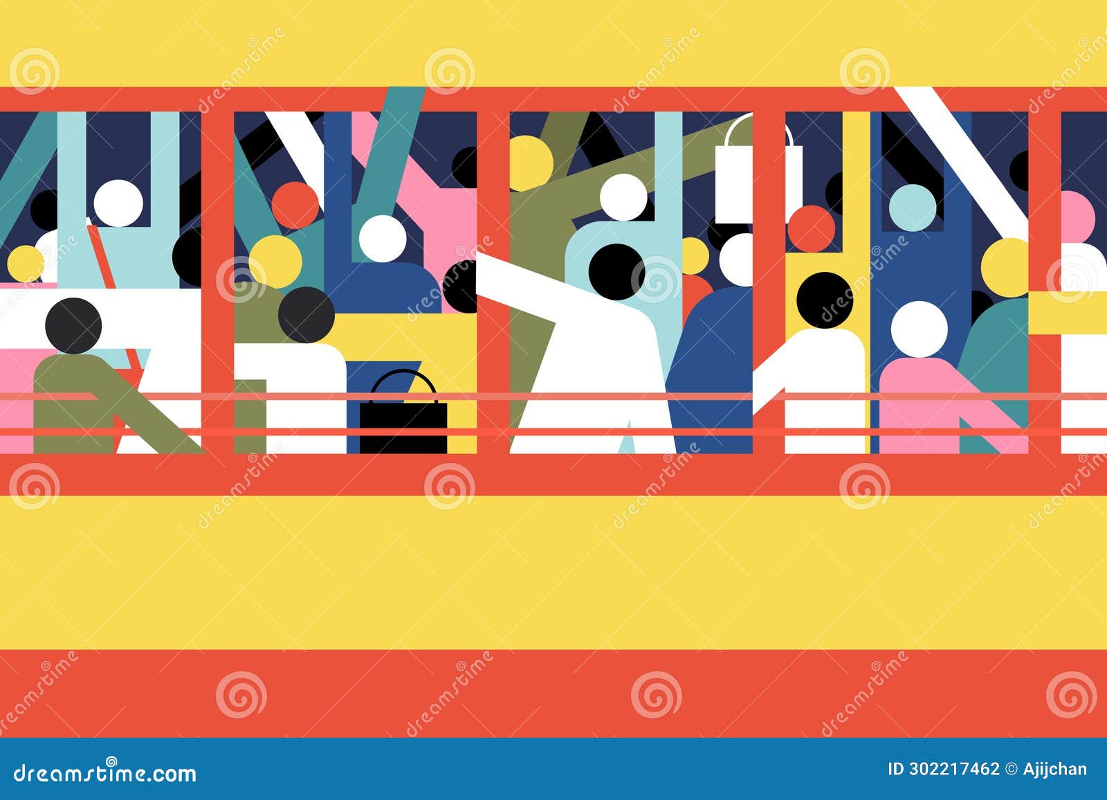 Side View Of A Crowded Bus In Indian Context Vector Illustration ...