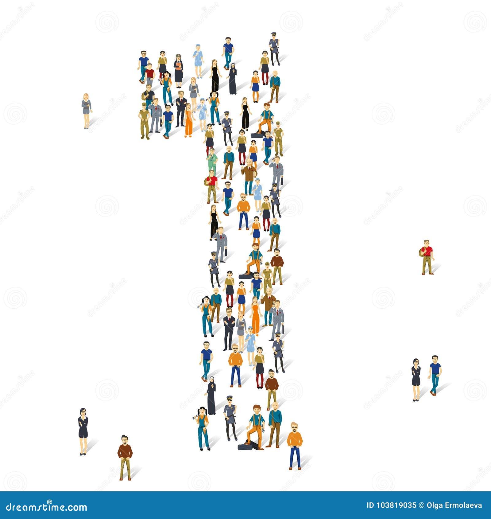 Crowded People Vector Alphabet Figures and Letters. Stock Vector ...