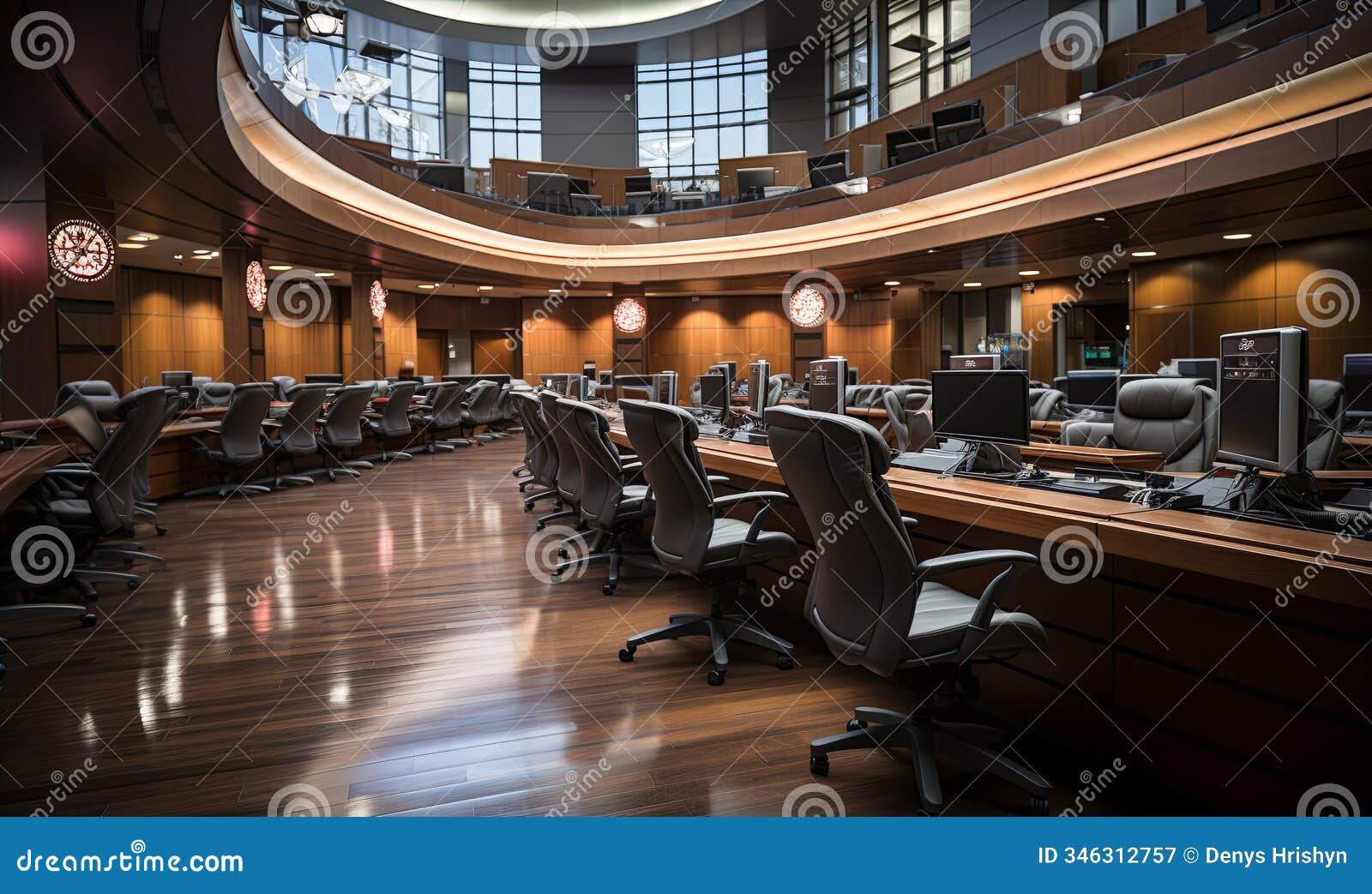 Crowded Room with Desks and Chairs Stock Image - Image of objects ...