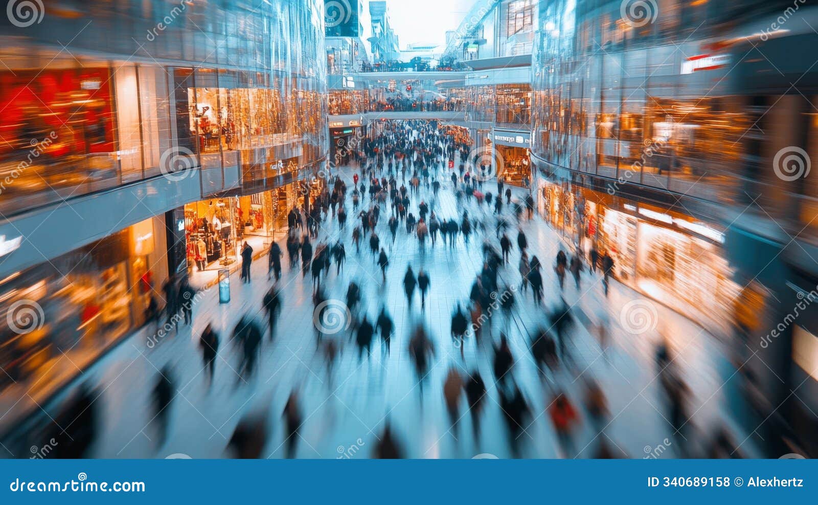 Crowded Shopping Mall stock photo. Image of high, center - 340689158