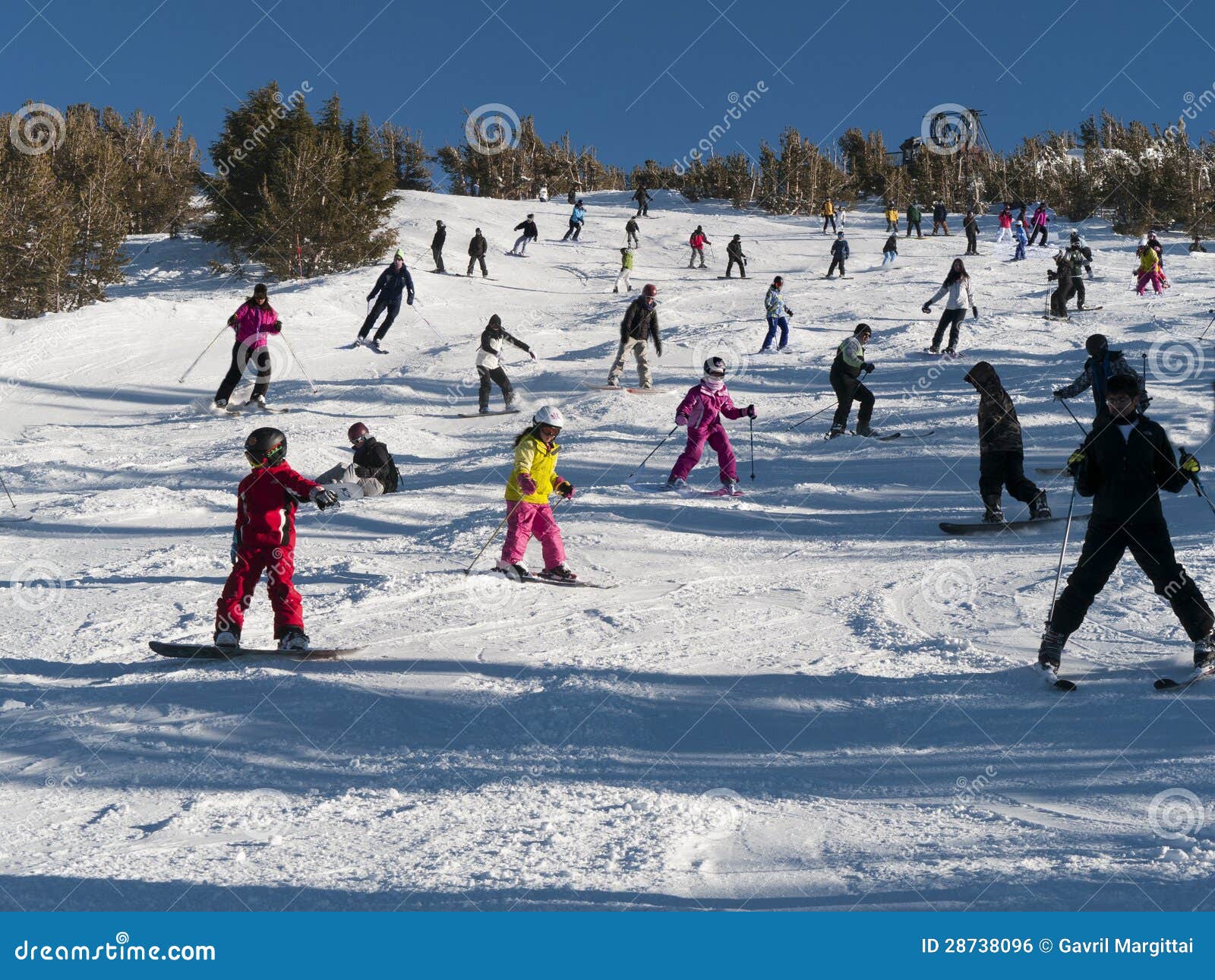 Crowded Ski Slope on a Perfect Sunny Day Editorial Photo - Image of ...