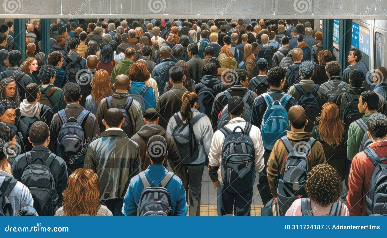 Crowded Subway Vector Illustration | CartoonDealer.com #23112684
