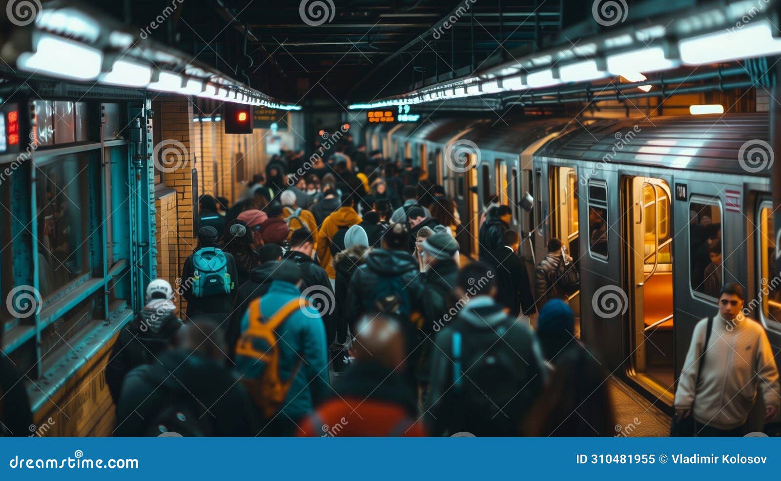 Crowded Subway Station at Rush Hour Stock Illustration - Illustration ...