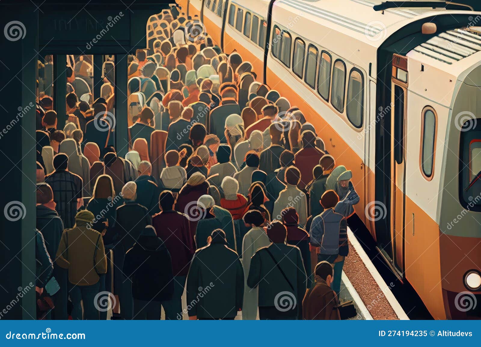 Crowded Train Platform, with Passengers Waiting for Their Train To ...
