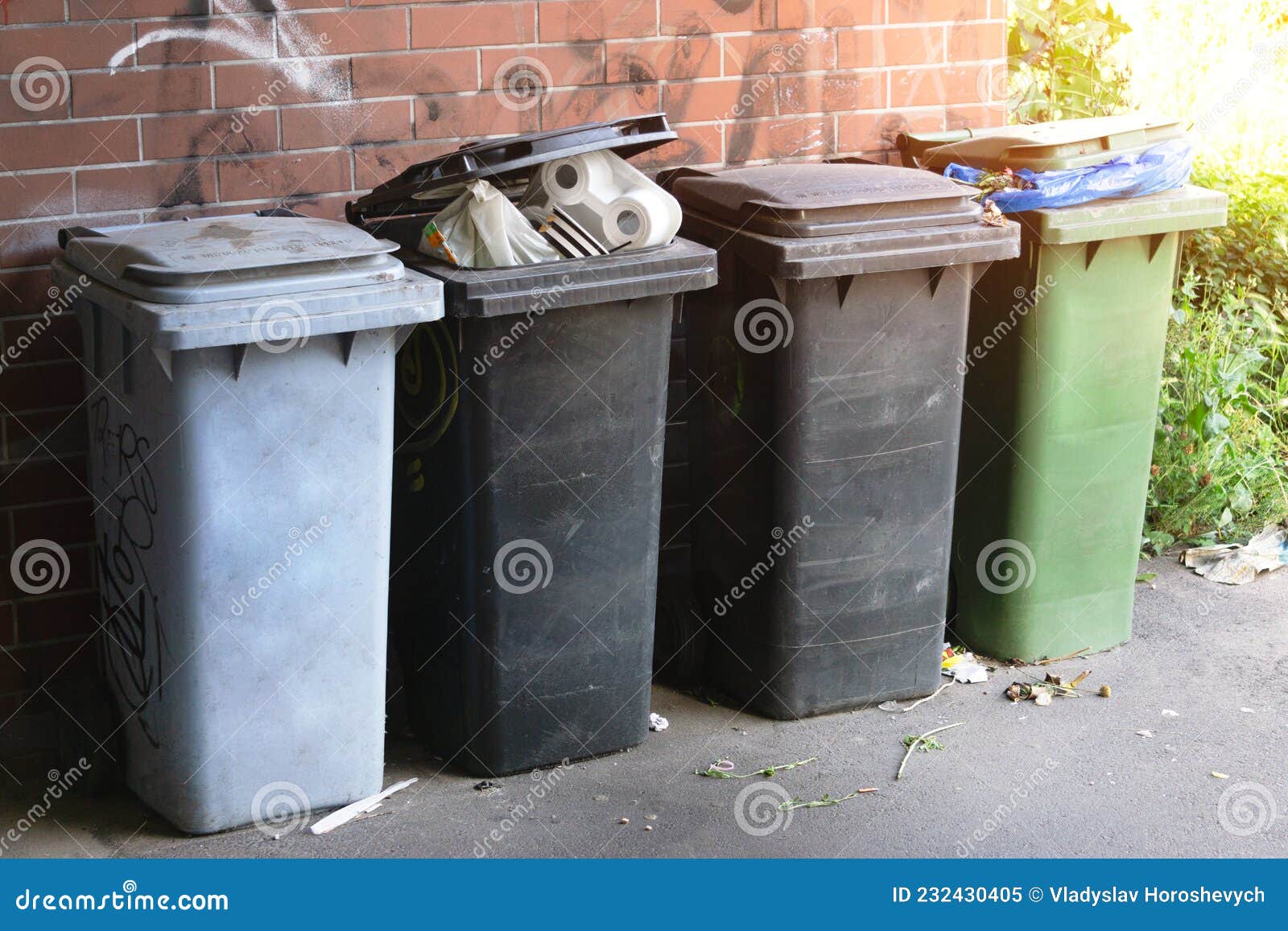 Crowded Trash Can. Sorting Different Garbage by Boxes Stock Image ...