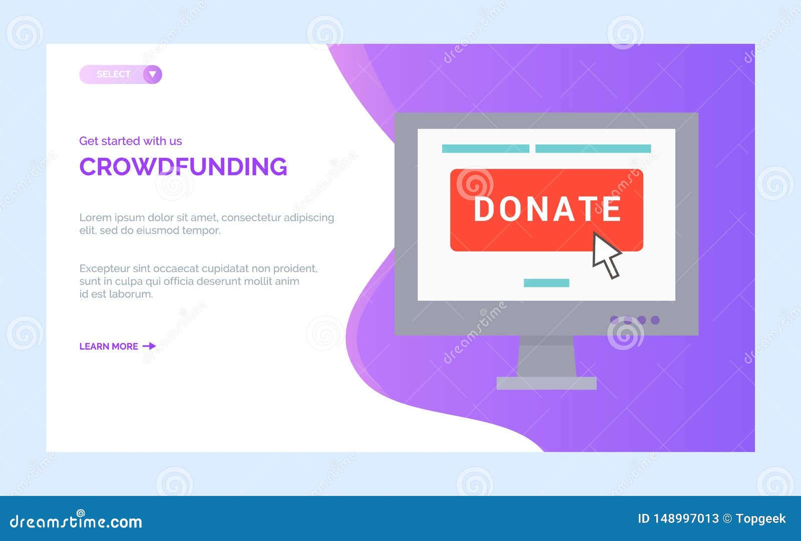 Crowdfunding Charity Project with Computer Screen Stock Vector ...
