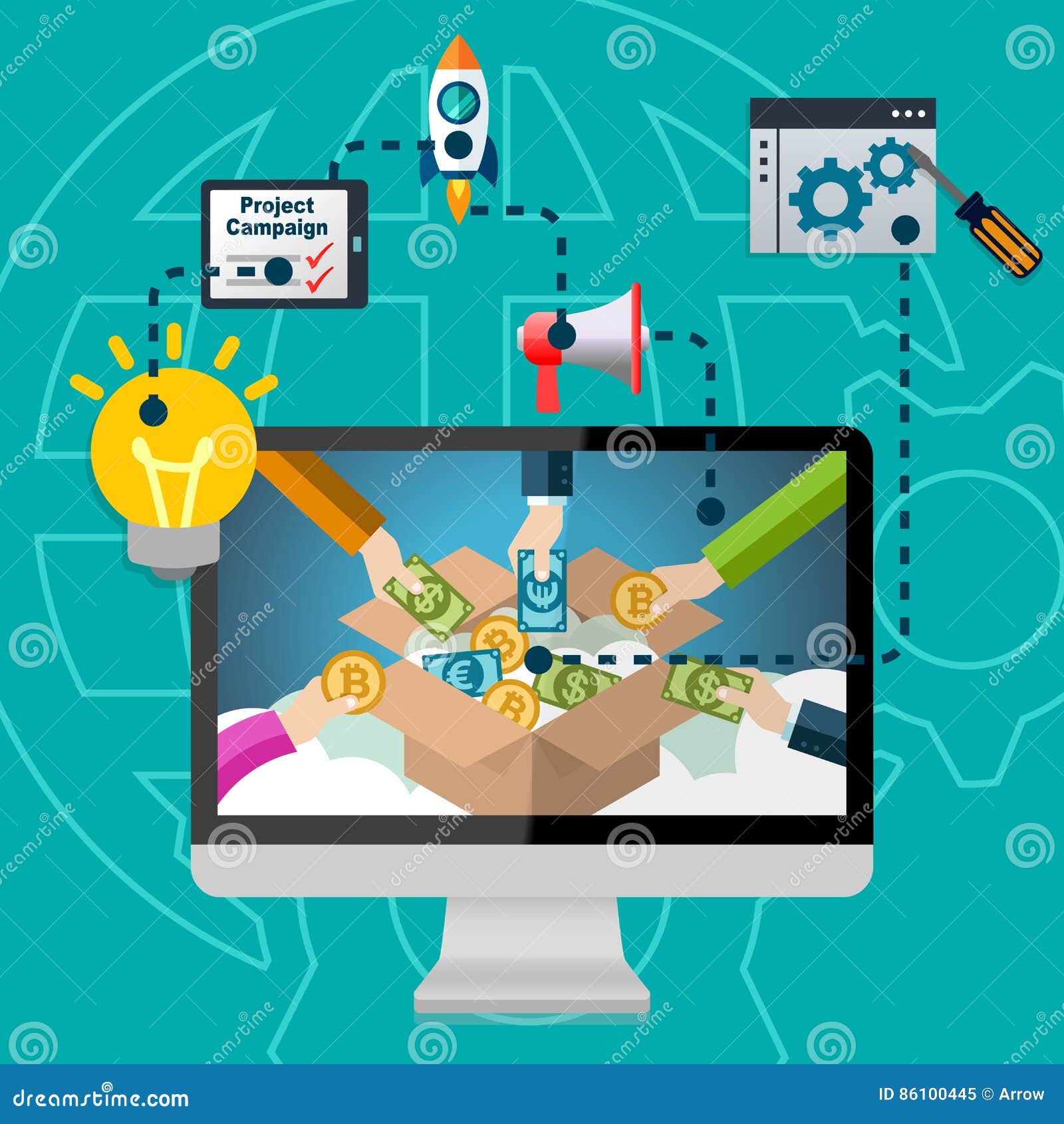 Crowdfunding Process Infographic Stock Illustration - Illustration of ...