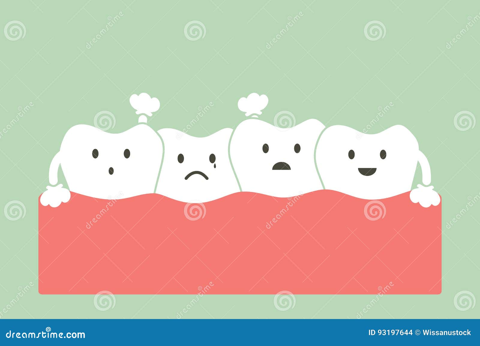 Crowding Teeth Malocclusion, Dental Problem Cartoon Vector ...