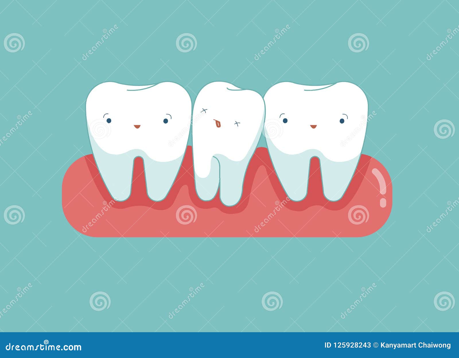 Crowding Tooth, Cartoon Character. Vector Illustration | CartoonDealer ...