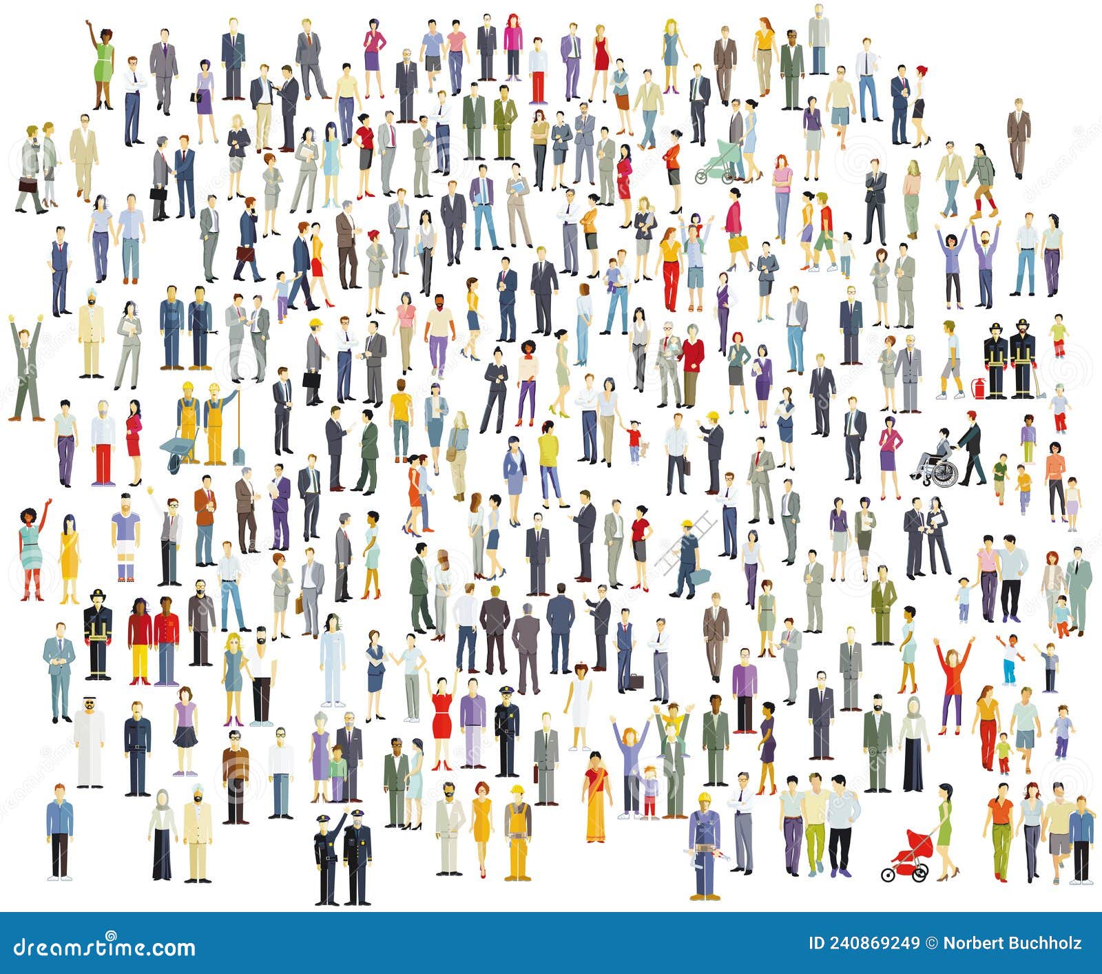 Crowds, Large Group Of People Isolated On White Cartoon Vector ...