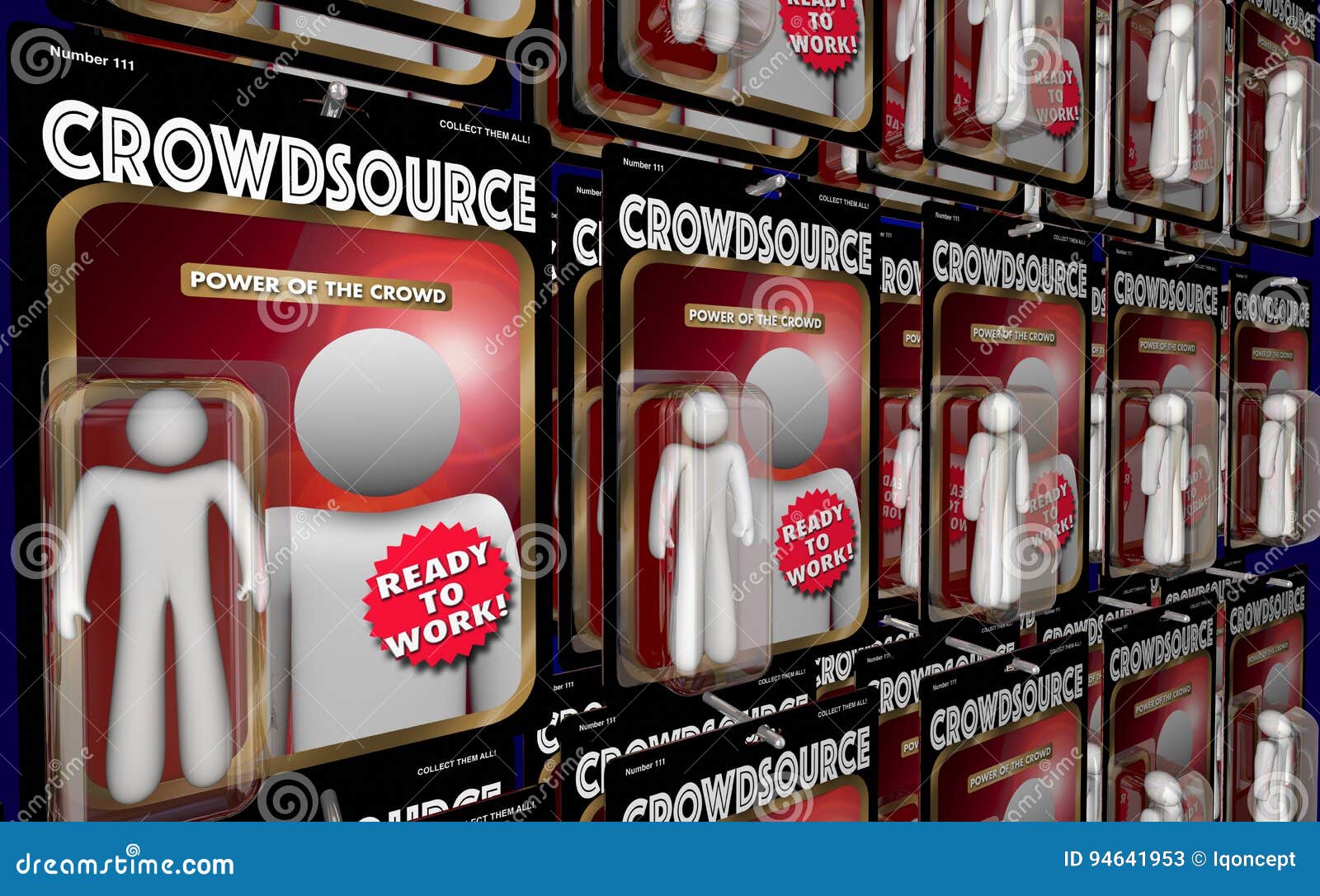 Crowdsource Action Figures Workers Virtual Workforce 3d Illustration ...