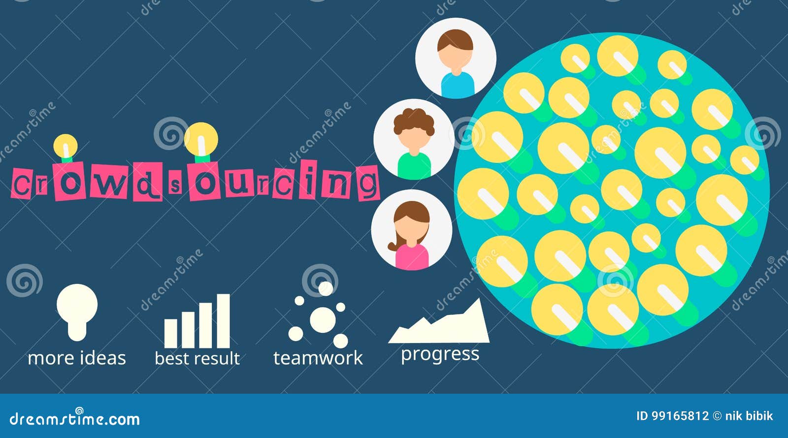 Crowdsourcing Business. Vector Flat Design. Flyer or Brochure Stock ...