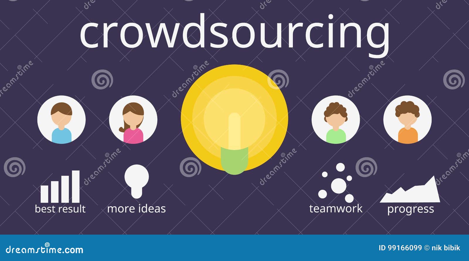 Crowdsourcing Business. Vector Flat Design. Flyer or Brochure Stock ...