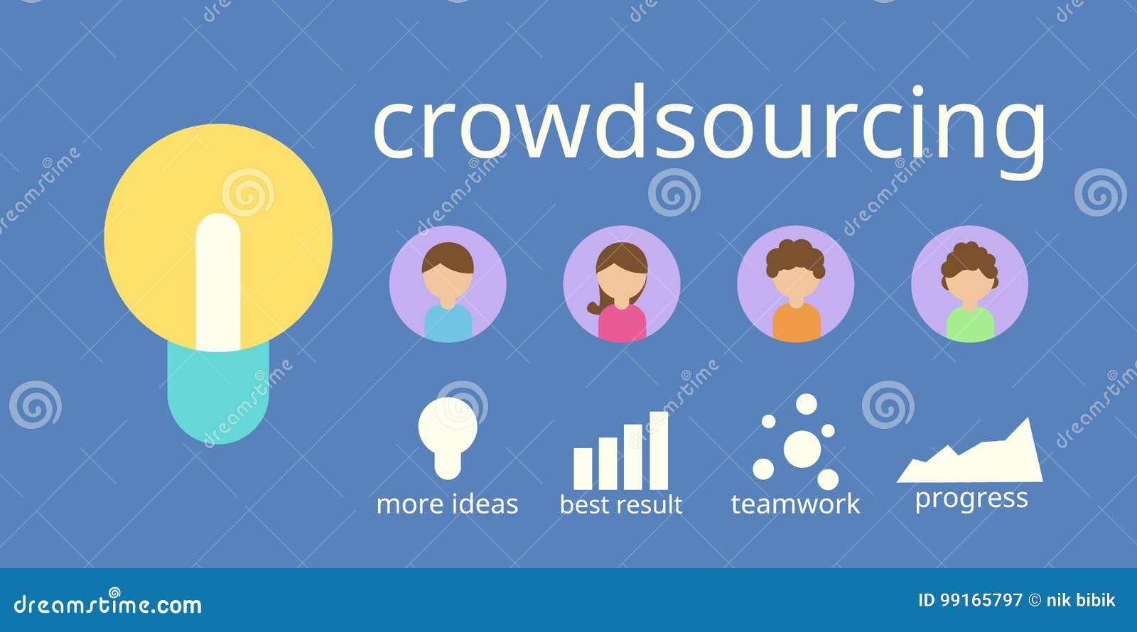 Crowdsourcing Business. Vector Flat Design. Flyer or Brochure Stock ...