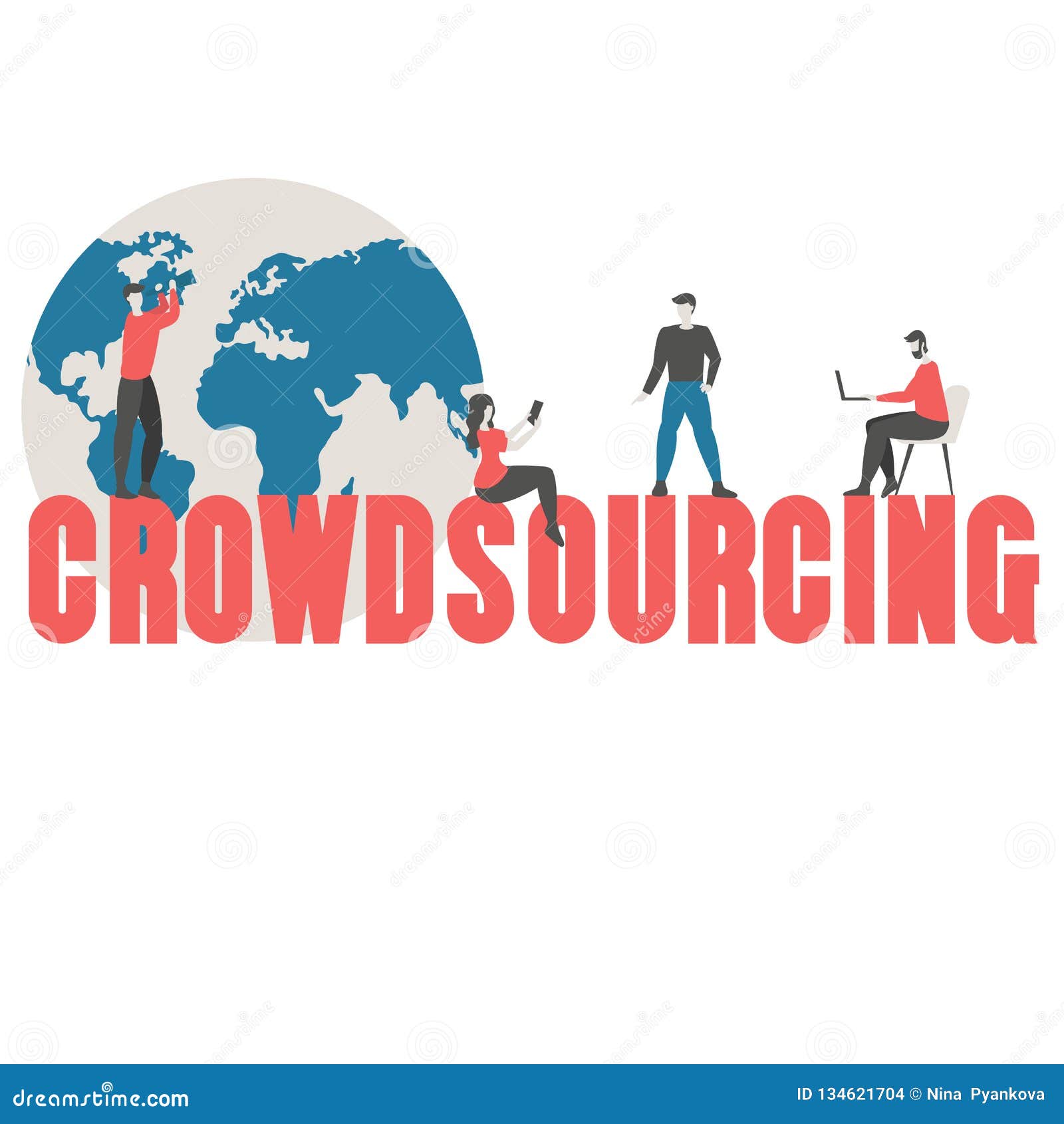 Crowdsourcing Design Concept Stock Vector - Illustration of flat ...