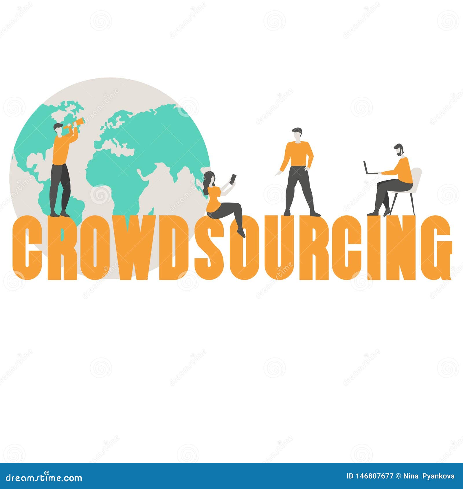 Crowdsourcing Design Concept Stock Vector - Illustration of global ...