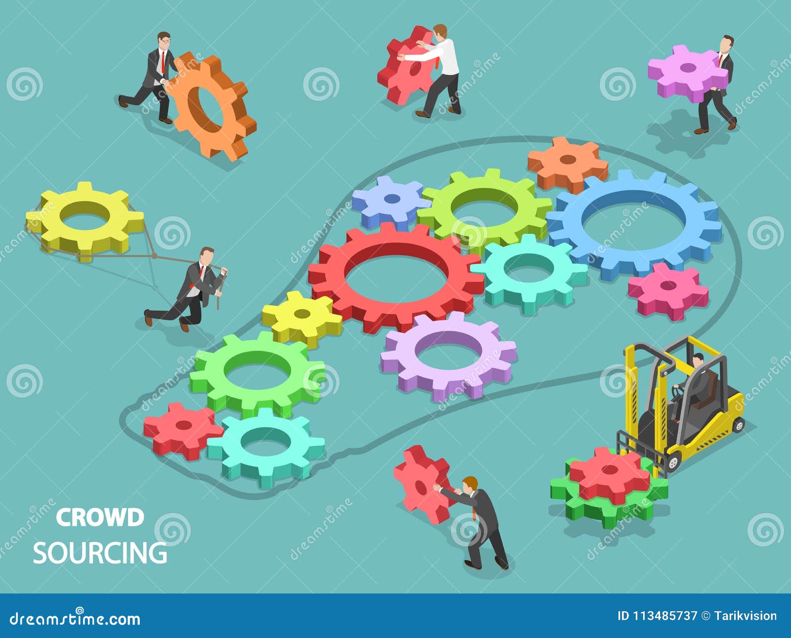 Crowdsourcing Flat Isometric Vector Concept. Stock Vector ...