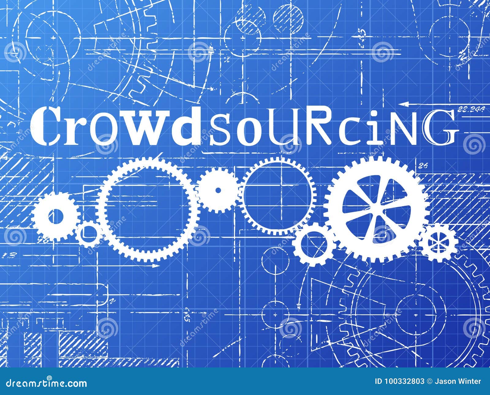 Crowdsourcing Blueprint Tech Drawing Stock Vector - Illustration of ...