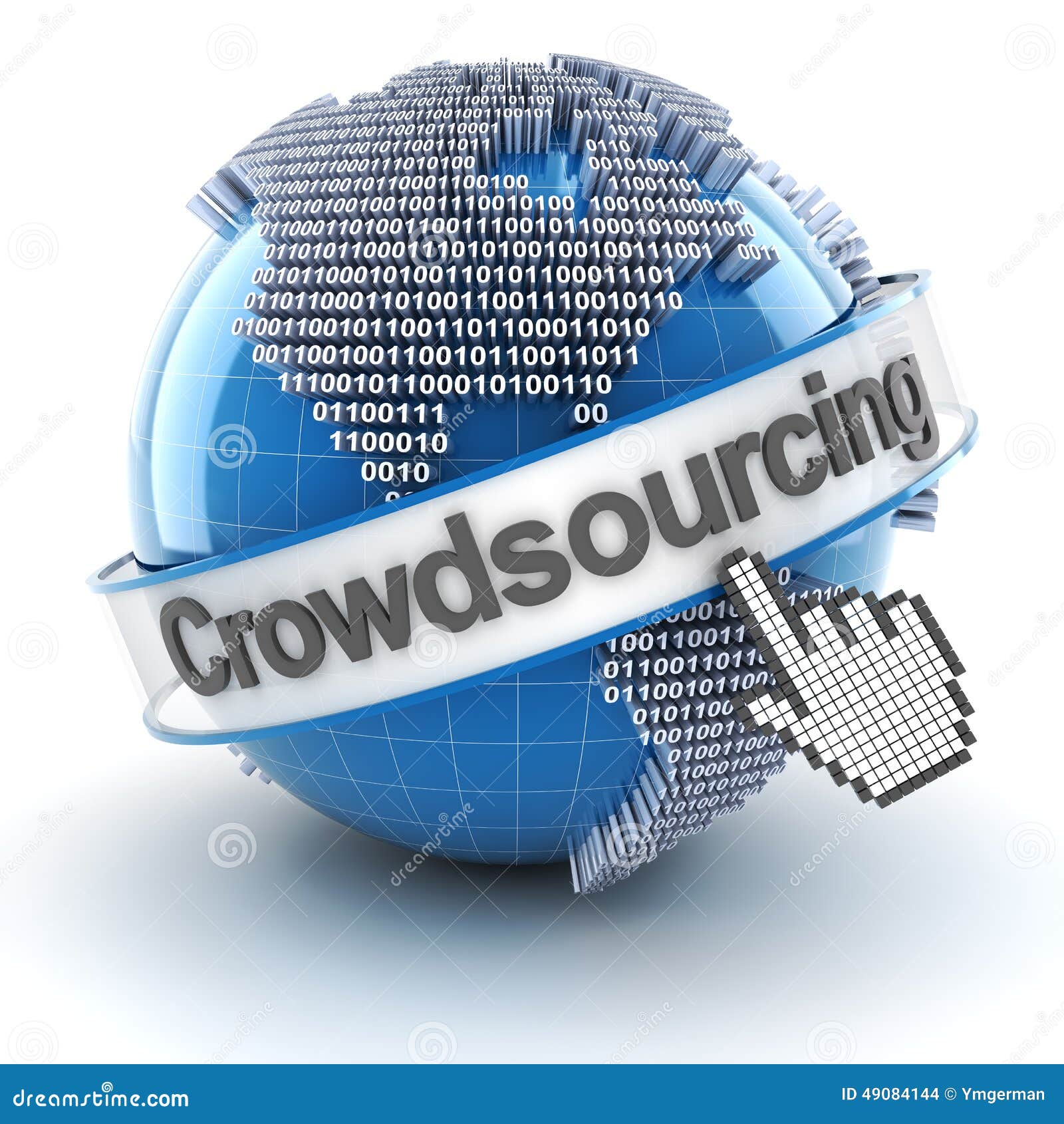Crowdsourcing Symbol with Globe and Cursor, 3d Stock Illustration ...
