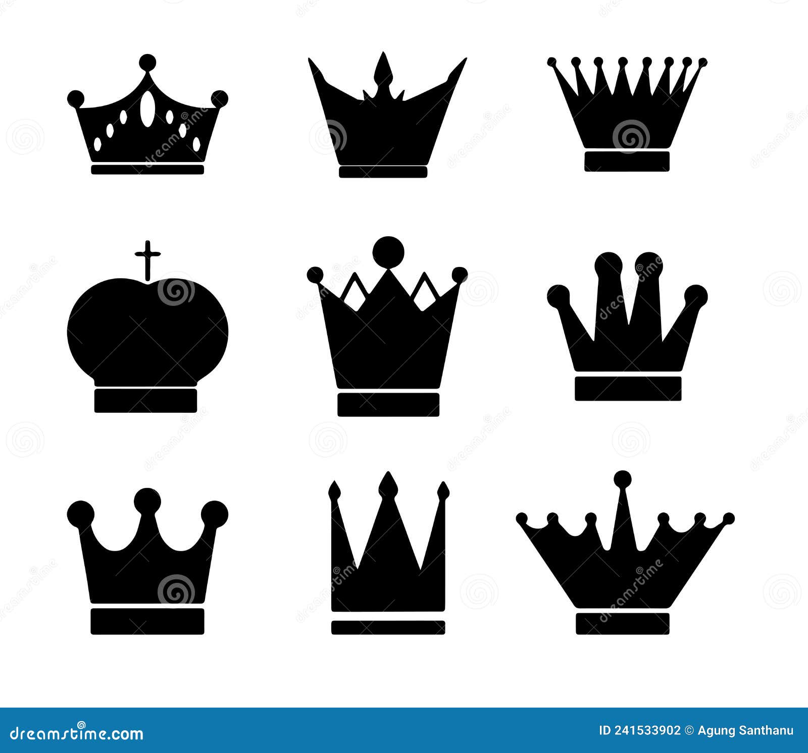 Medieval Crown Logo Silhouette Vector Art Set Stock Vector ...