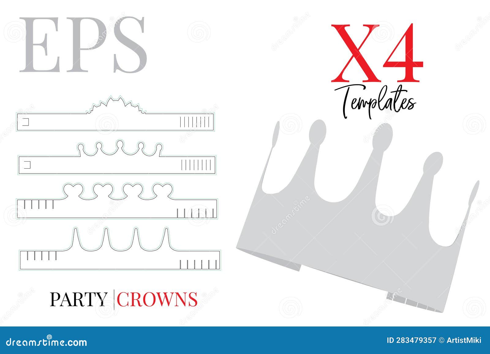 Party Crown Template, Vector with Die Cut, Laser Cut Layers Stock ...