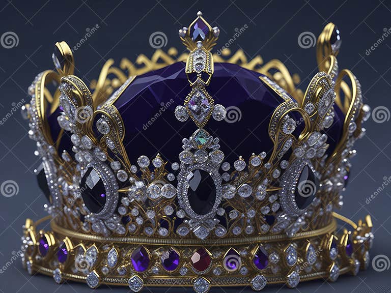 Crown Adorned with an Array of Sparkling, Rare Gemstones. Stock ...