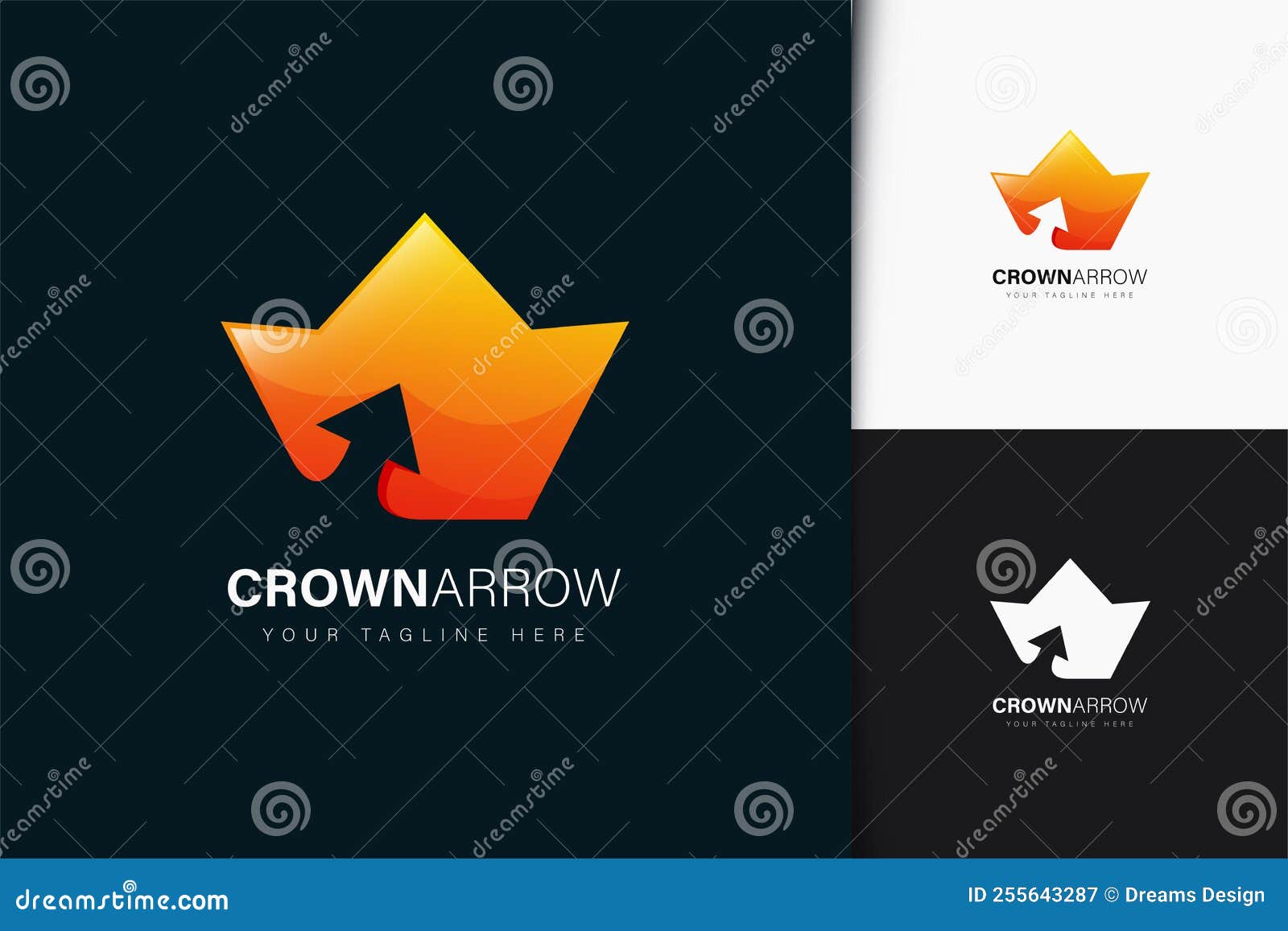 Crown Arrow Logo Design with Gradient Stock Vector - Illustration of ...