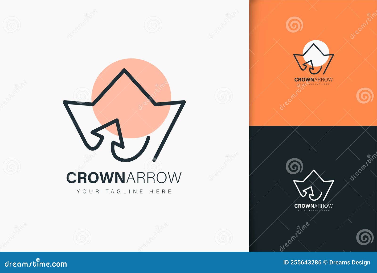 Crown Arrow Logo Design Linear Style Stock Vector - Illustration of ...
