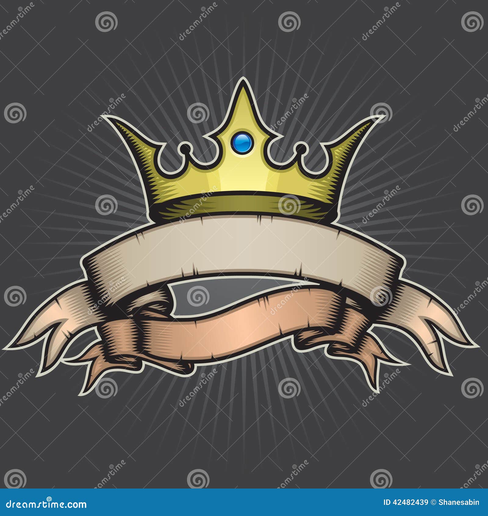 Crown and Banner stock vector. Illustration of woodcut - 42482439