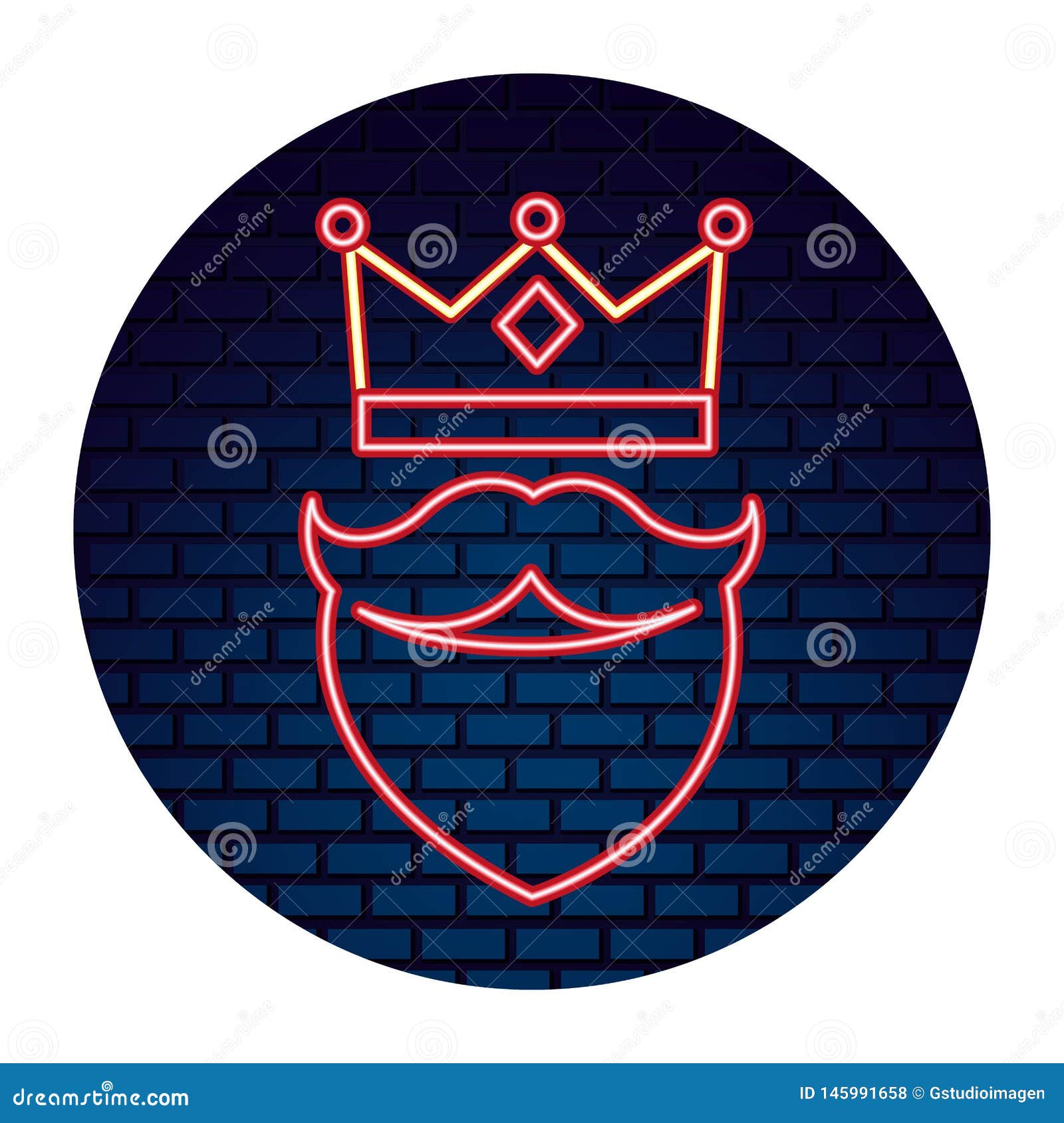Crown Beard Neon Brick Wall Label Stock Illustration - Illustration of ...