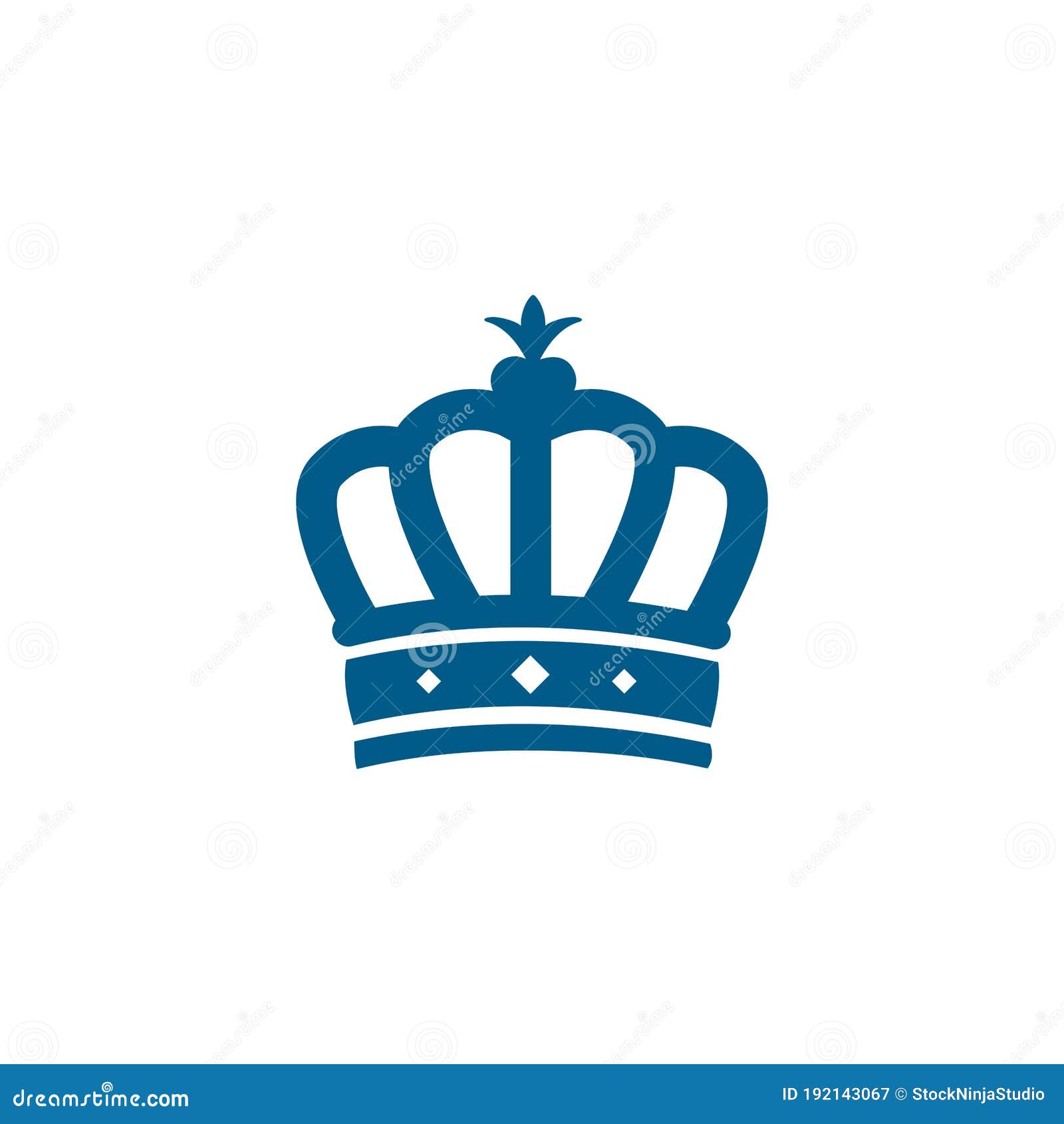 Crown Blue Icon on White Background. Blue Flat Style Vector ...