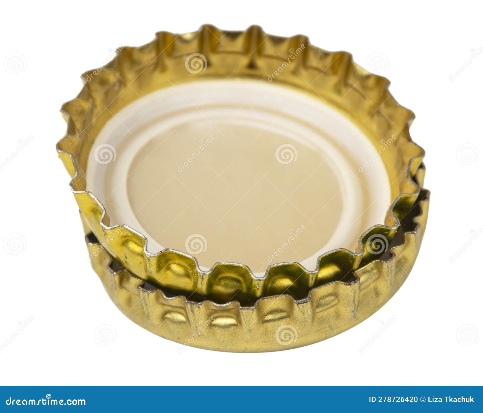 Crown Cap Bottle Gold Silver Metal Isolated on the White Clipping Path ...