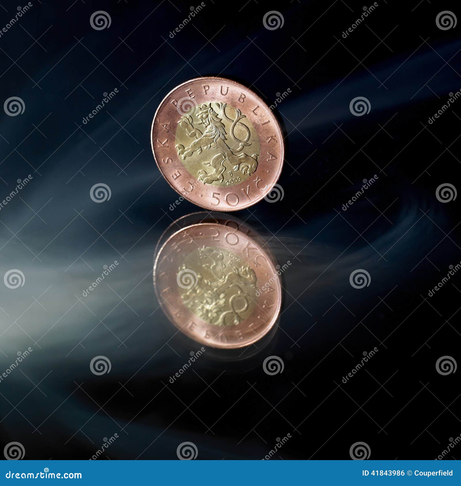 50 crown coin on mirror stock photo. Image of coin, crown - 41843986