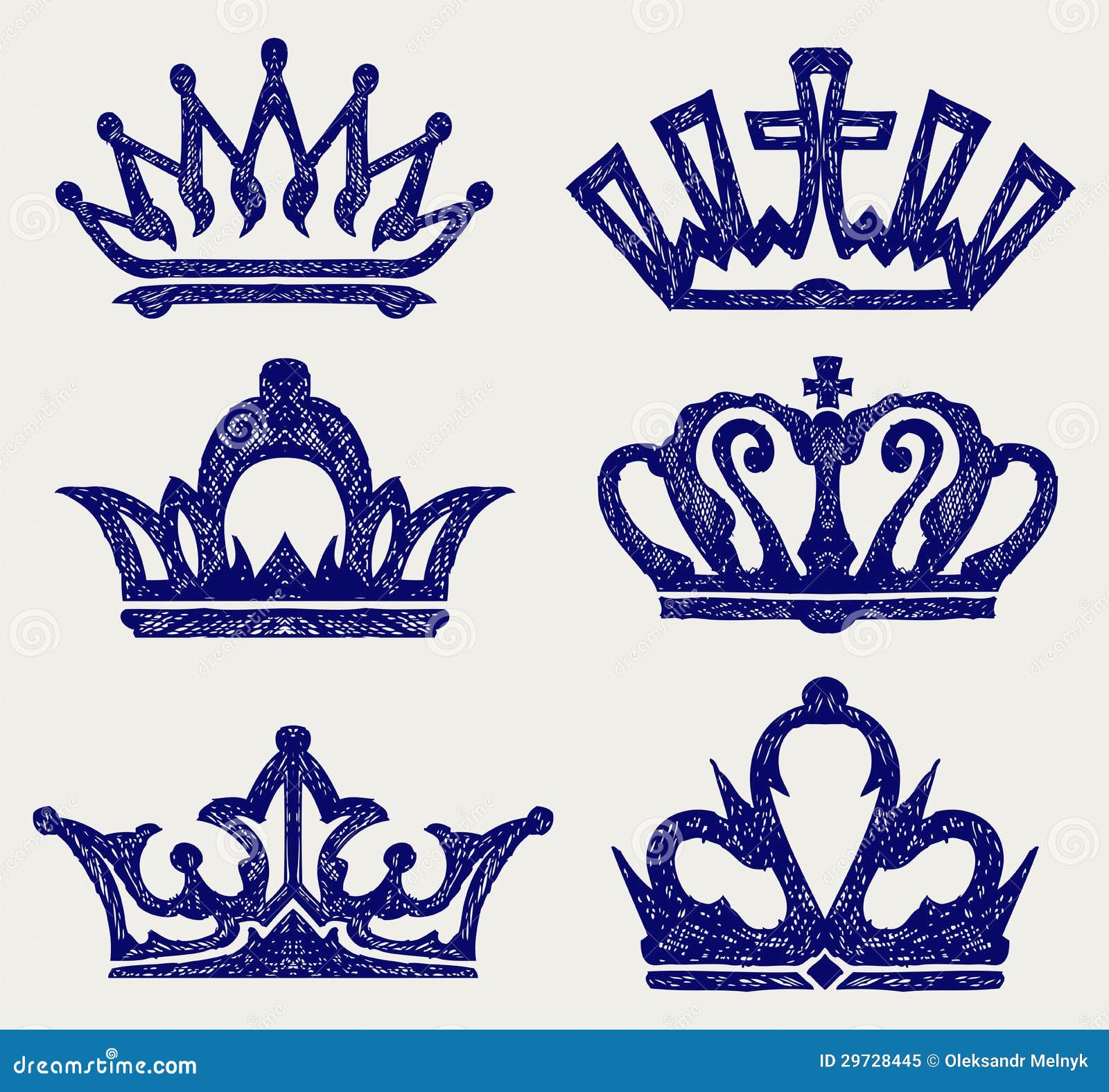 Crown Collection. Doodle Style Stock Vector - Illustration of ...