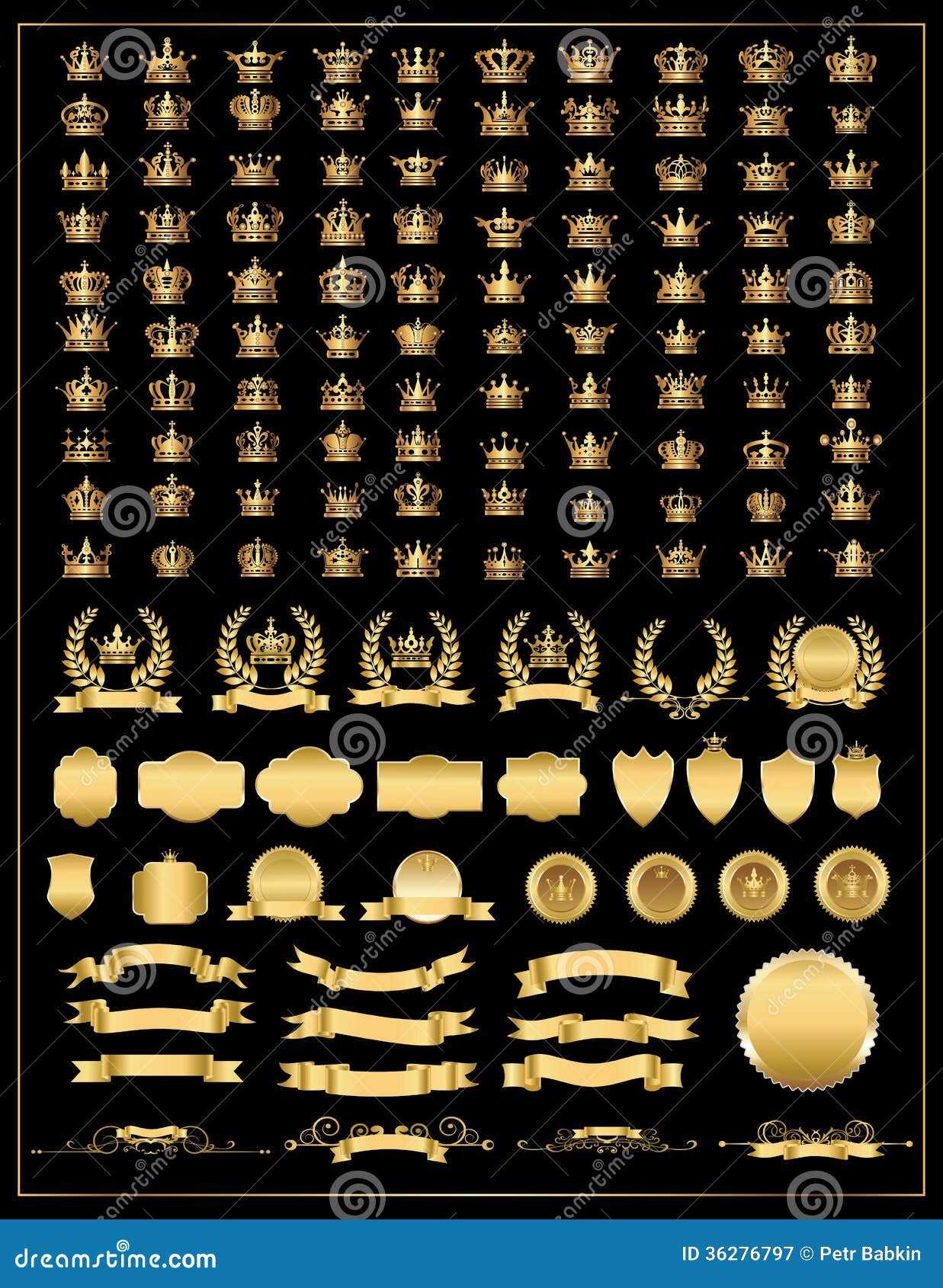 Crown. Collection Icons. Vector. Stock Illustration - Illustration of ...