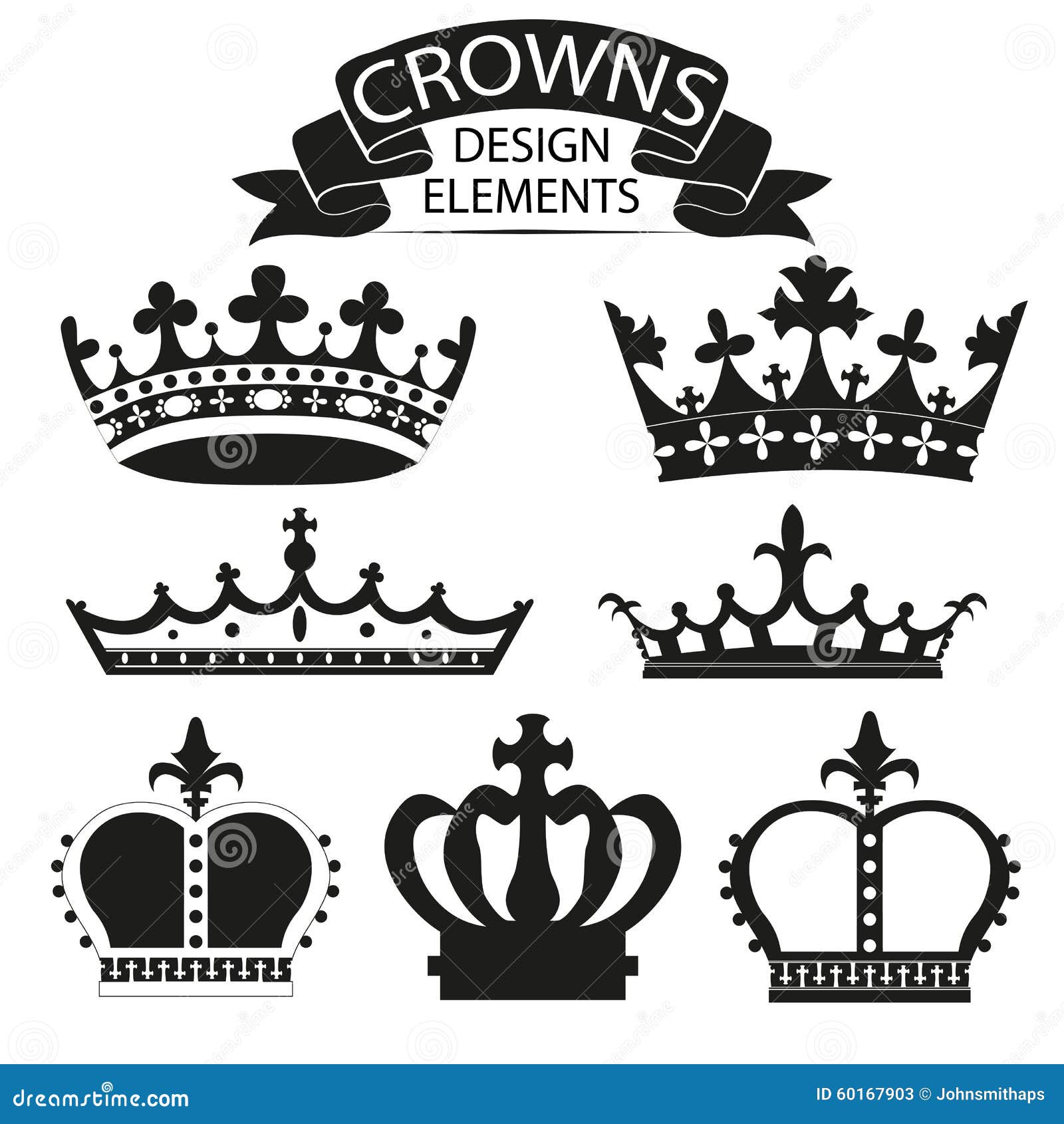 Crown Collection Isolated on White Vector Stock Vector - Illustration ...