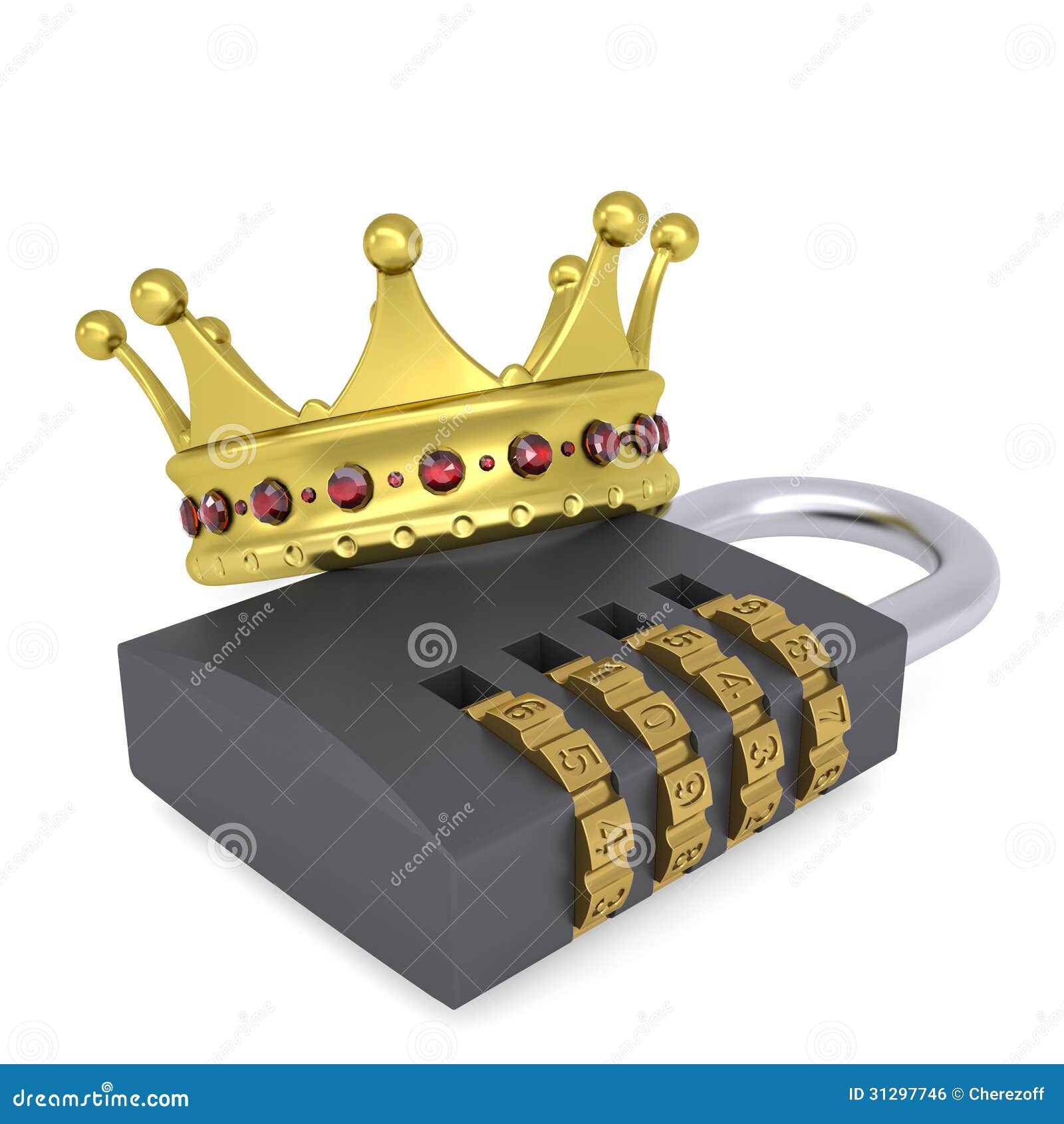 Crown on the Combination Lock Stock Illustration - Illustration of lock ...