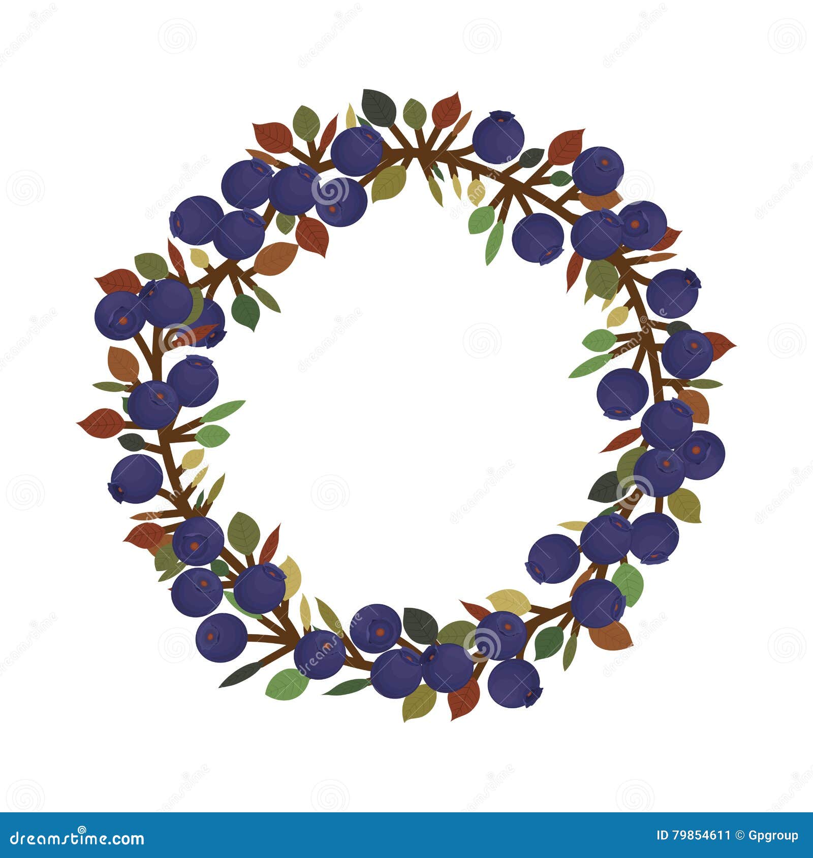 Crown Contour with Blueberries Branch Stock Vector - Illustration of ...