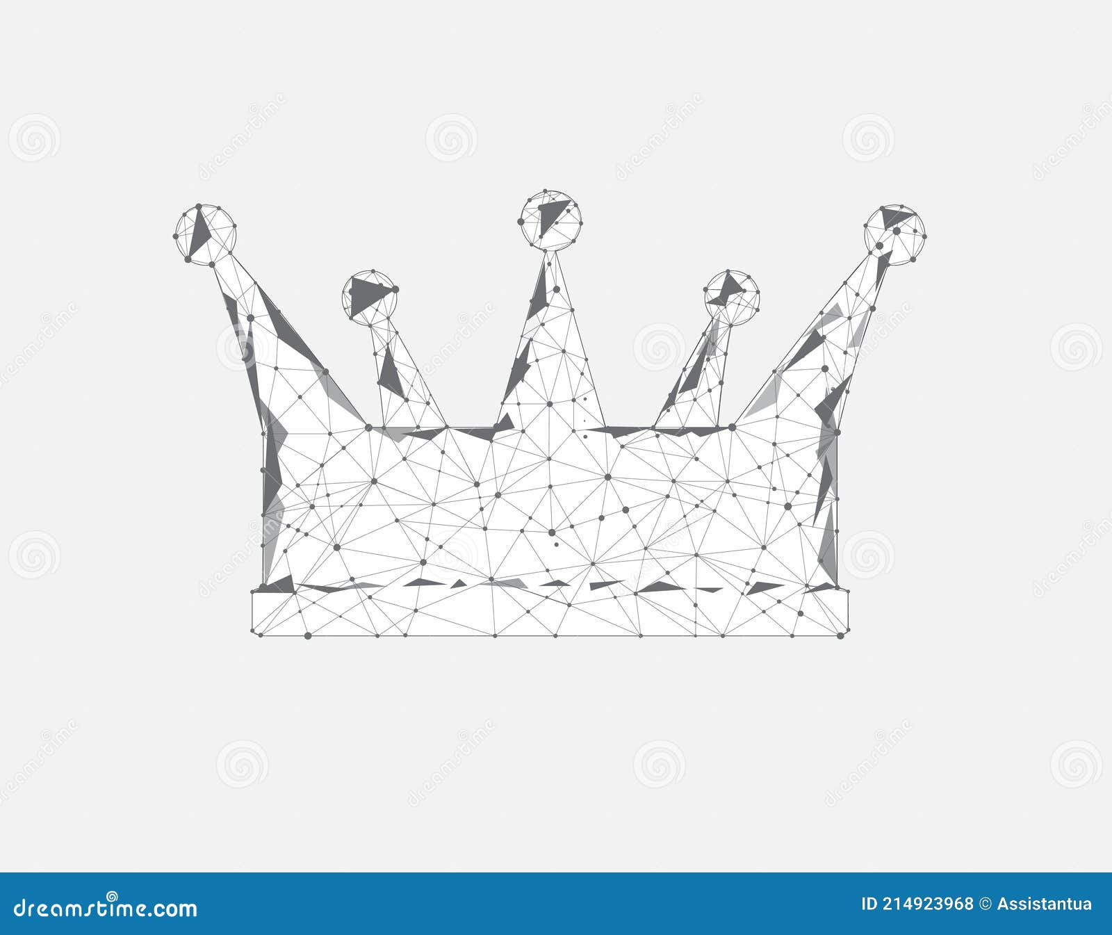Crown, Corona from Triangles and Luminous Points. Background White ...
