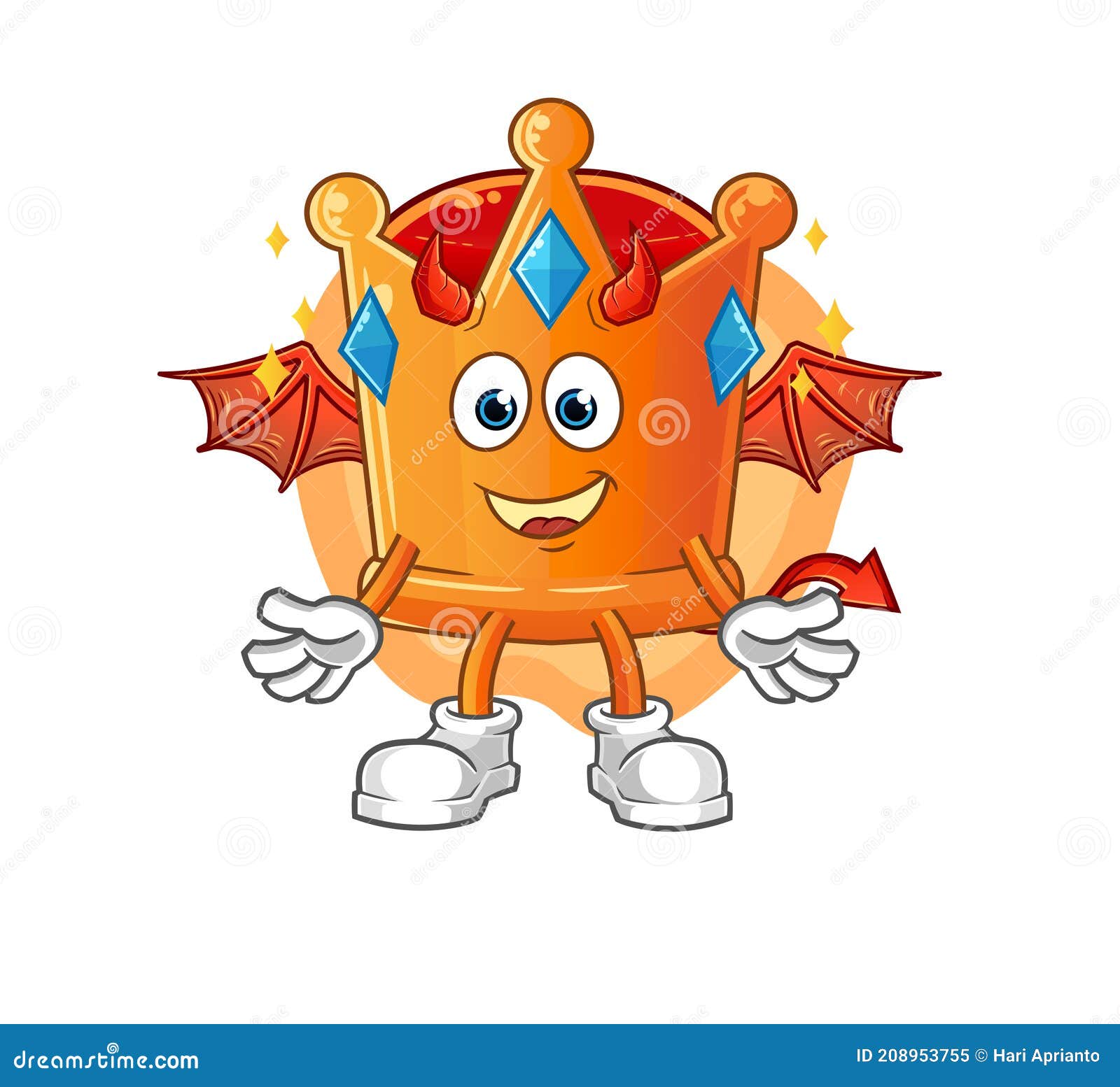 Crown Demon with Wings Character. Cartoon Mascot Vector Stock ...