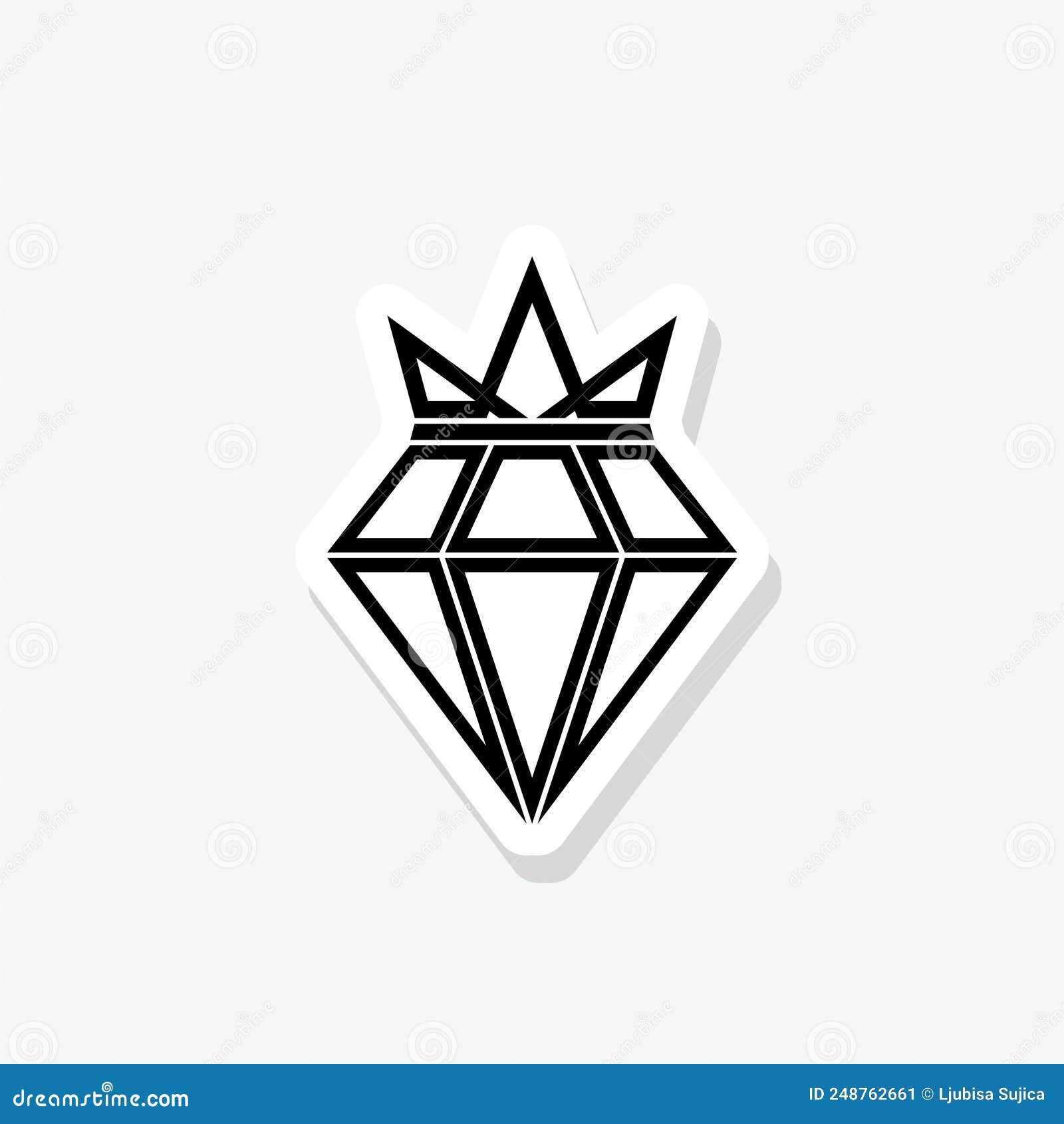 Crown on Diamond Sticker Icon Sign for Mobile Concept and Web Design ...