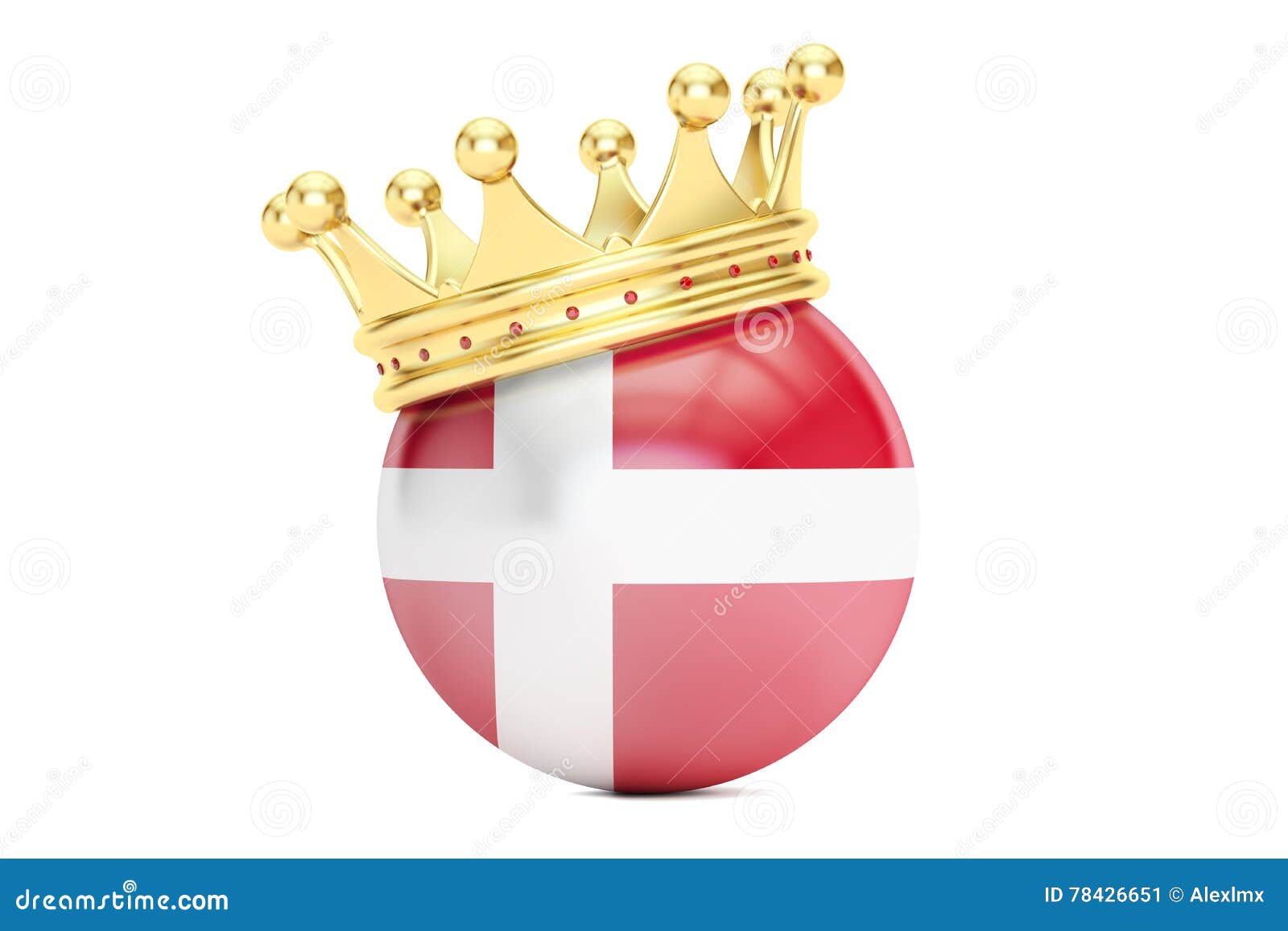 Crown with Flag of Kingdom of Denmark, 3D Rendering Stock Illustration ...