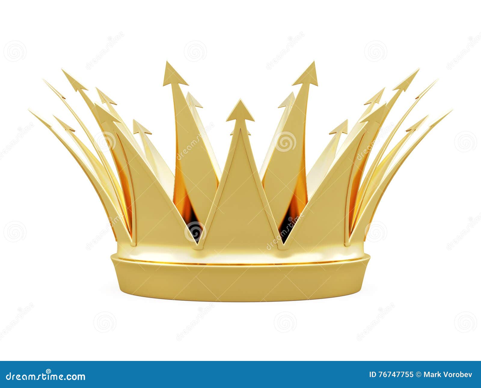 Crown Front View Isolated on White Background. 3d Rendering Stock ...